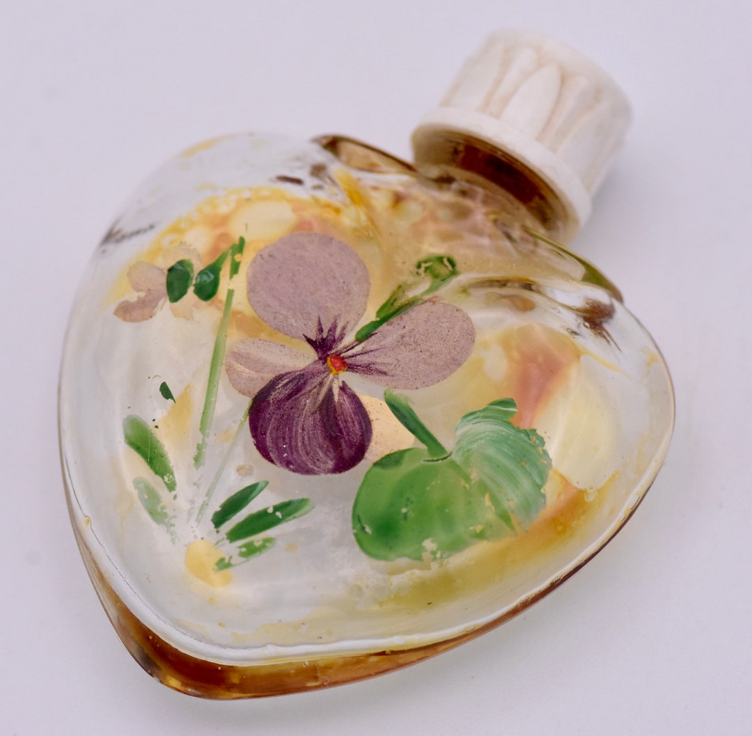 Stunning Heart Shape Hand Painted Flowers Perfume / Scent Bottle - Etsy