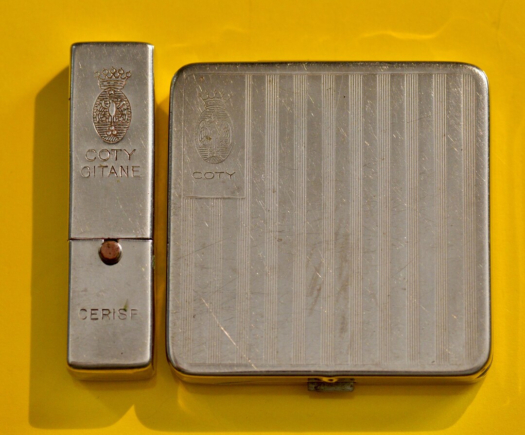 Antique Coty Gitane Cerise Lipstick Holder & Powder Compact - Etsy