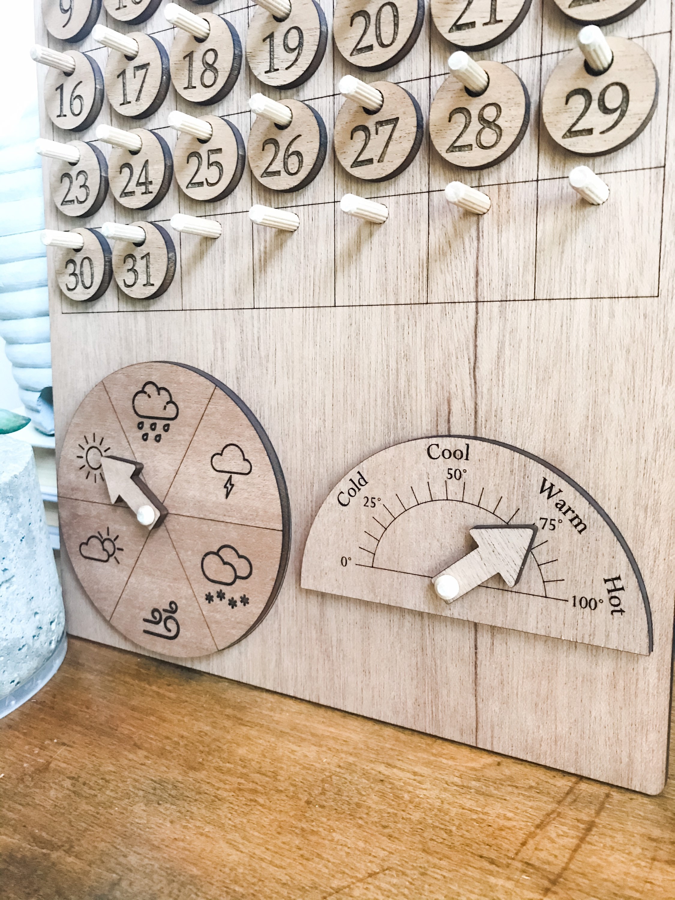 Wood School Calendar With Weather/ Homeschool Wood Calendar/ Perpetual ...