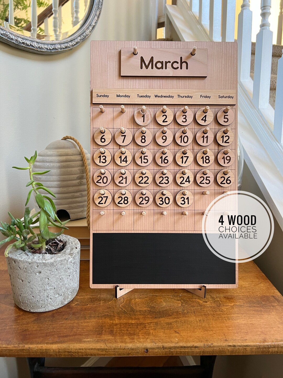 Wood School Calendar/ School Font/ Homeschool Wood Calendar/ Perpetual ...