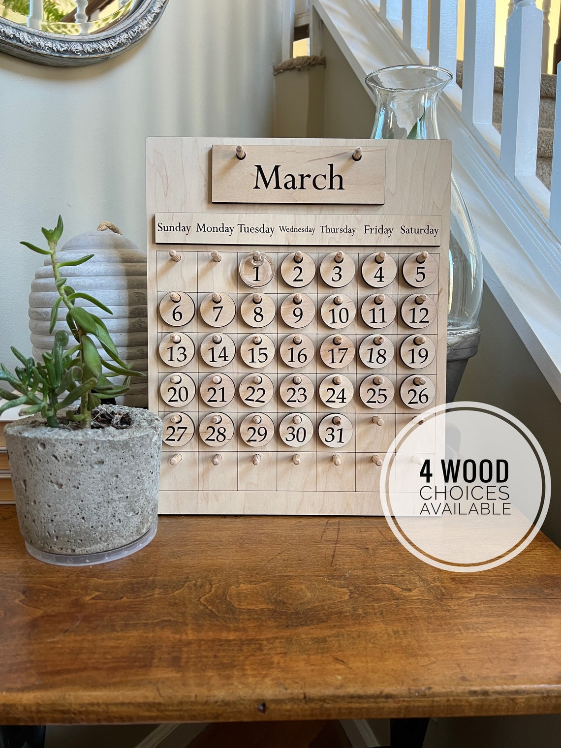 Wood School Calendar/ Homeschool Wood Calendar/ Perpetual - Etsy