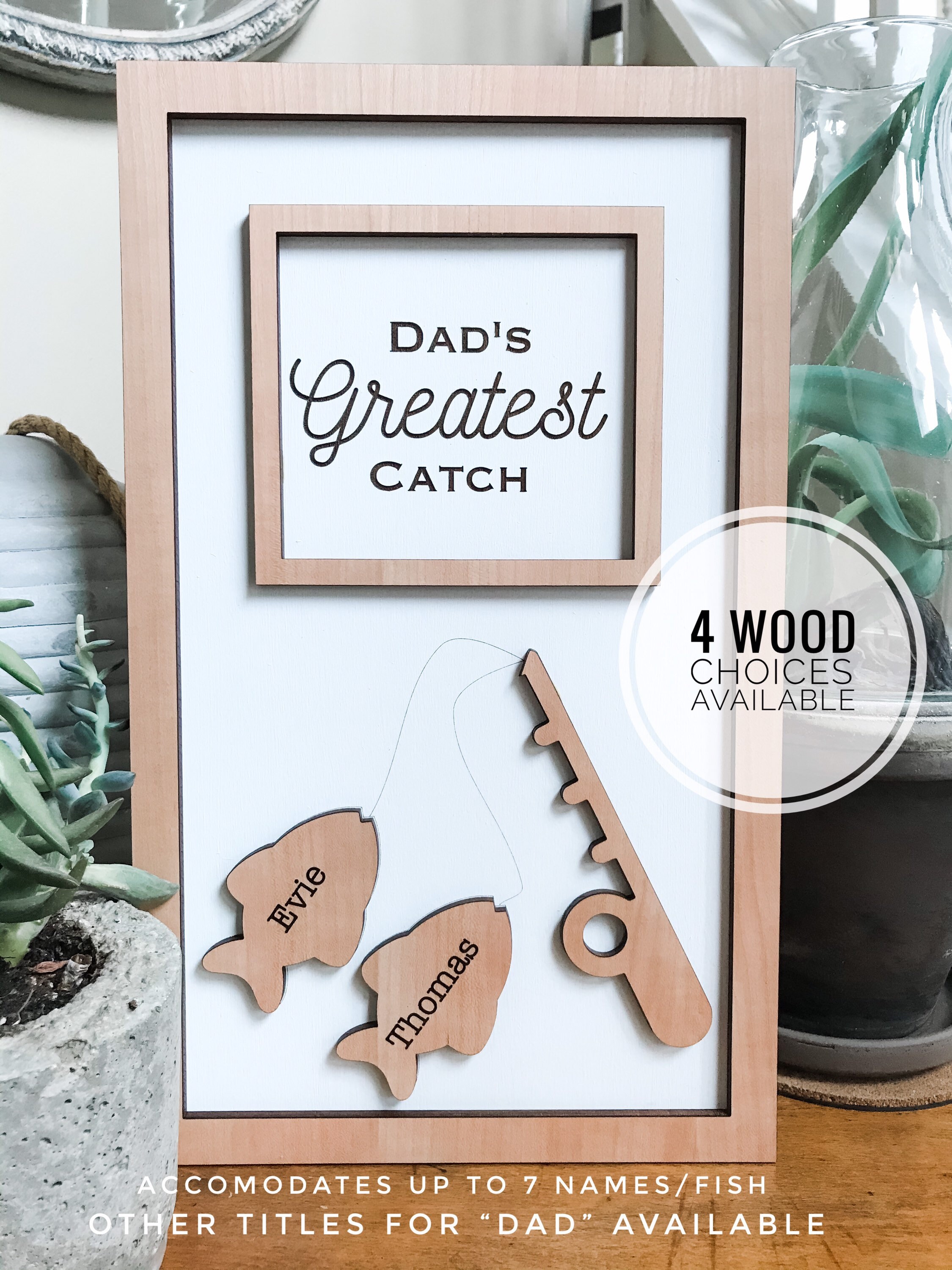 Dad’s Greatest Catch Sign/ Fathers Day Sign/ Modern Farmhouse Fathers ...