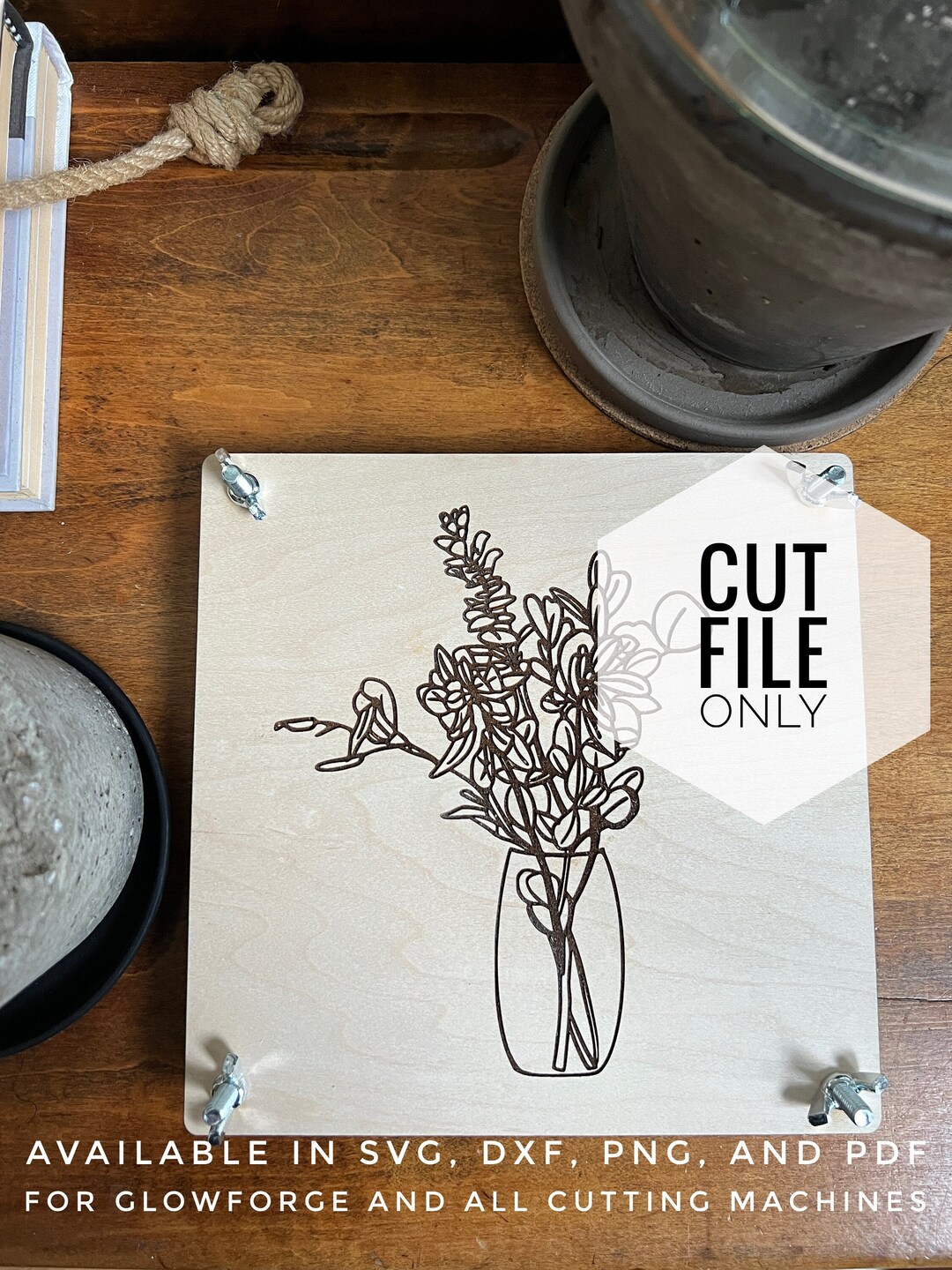 Flower Press 8x8 Glowforge File/ SVG/ PDF/ PNG/ Nature Study File ...