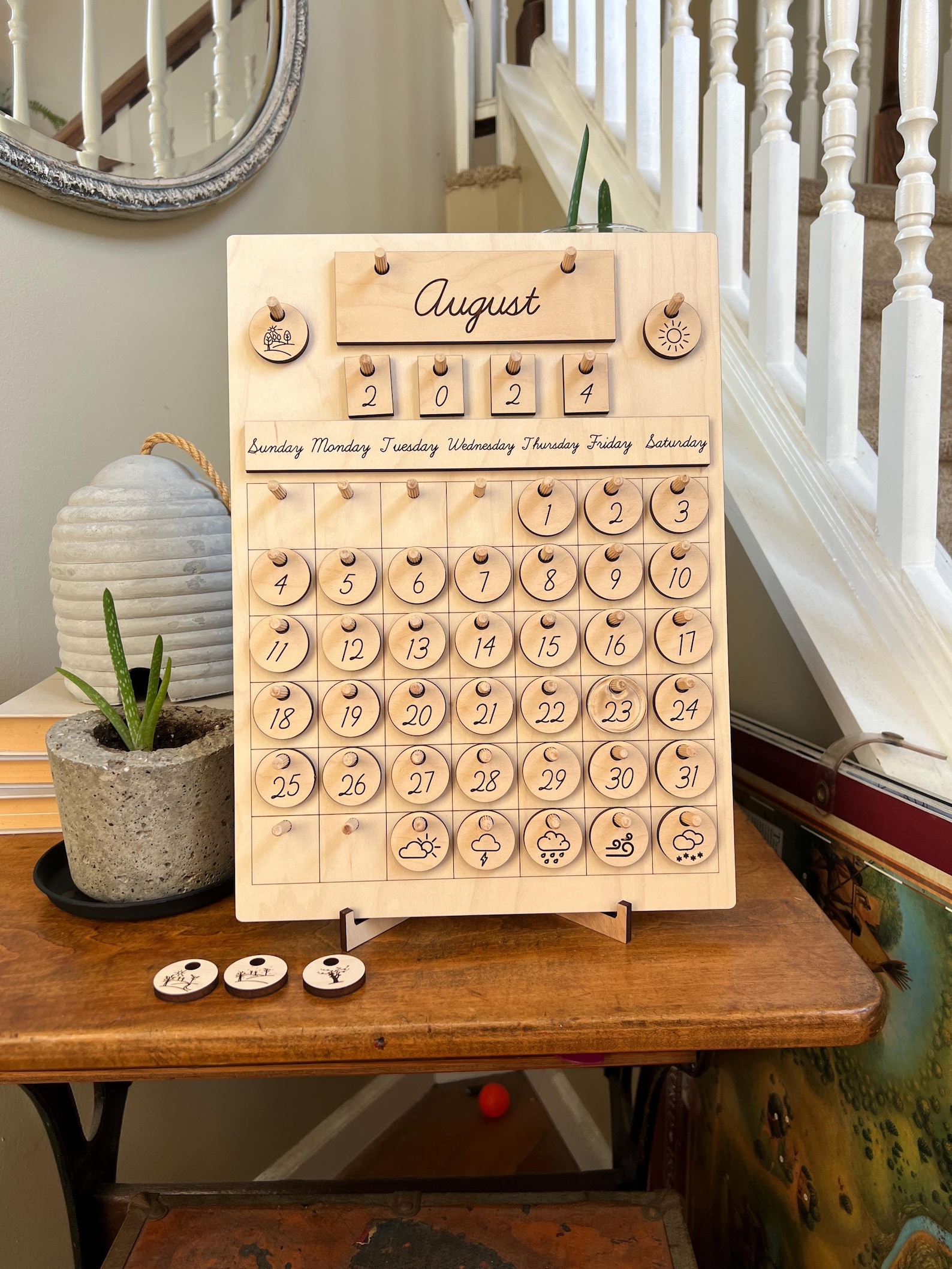 Wood School Calendar With Year, Seasons, and Weather - Curriculum ...