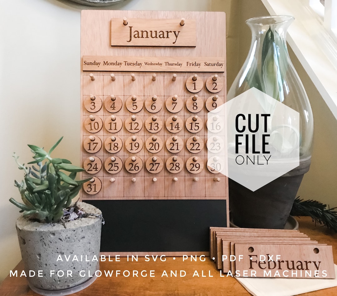 School Calendar With Blackboard Chalkboard Glowforge File/ SVG/ PDF ...