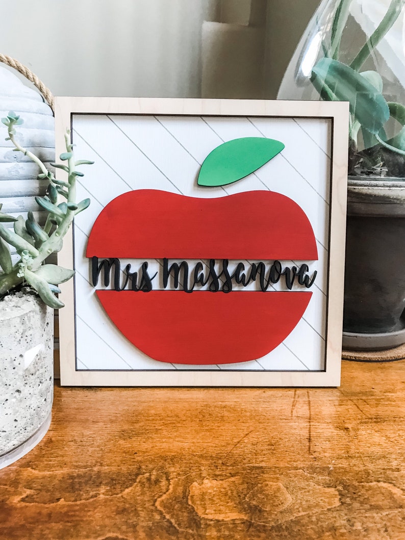 Teacher Last Name Sign Glowforge File/ SVG/ PDF/ PNG/ Apple Teacher ...