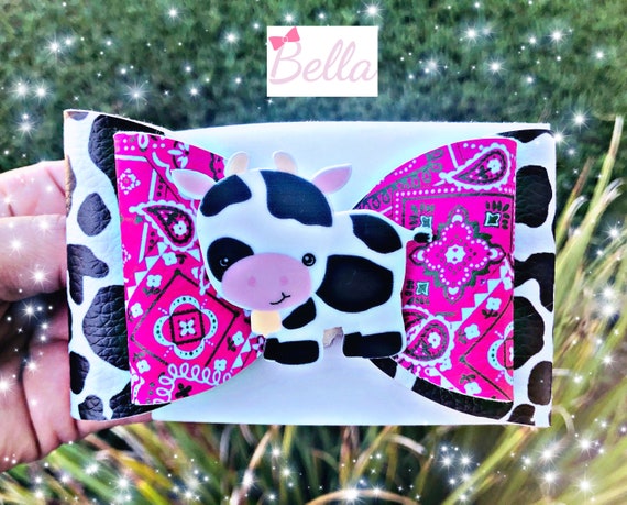 Cow Print Bow Cow Bow Western Bow Western Hair Bow Cow - Etsy