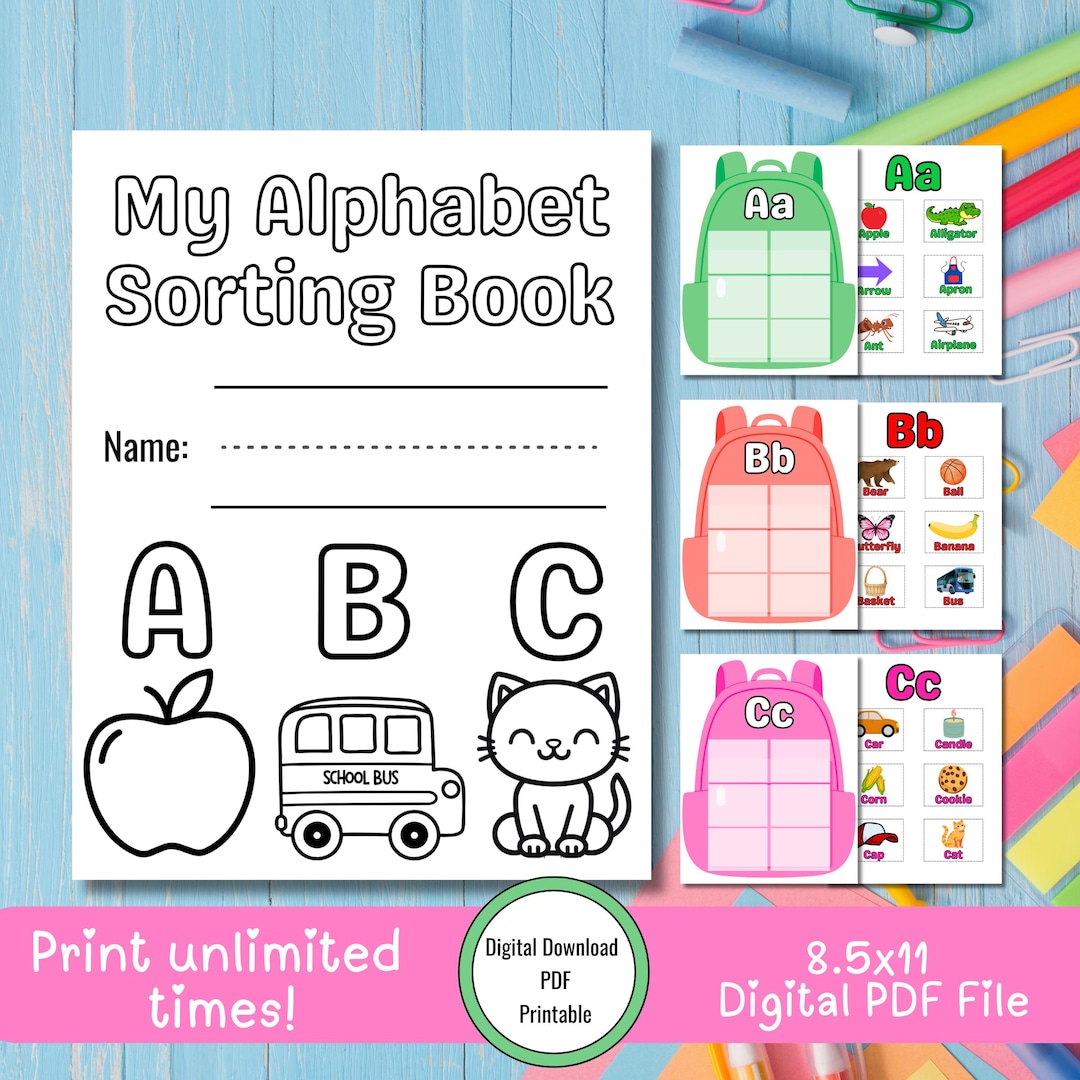 Alphabet Sort Activity, Kindergarten Pre-k Learning, Alphabet Book ...