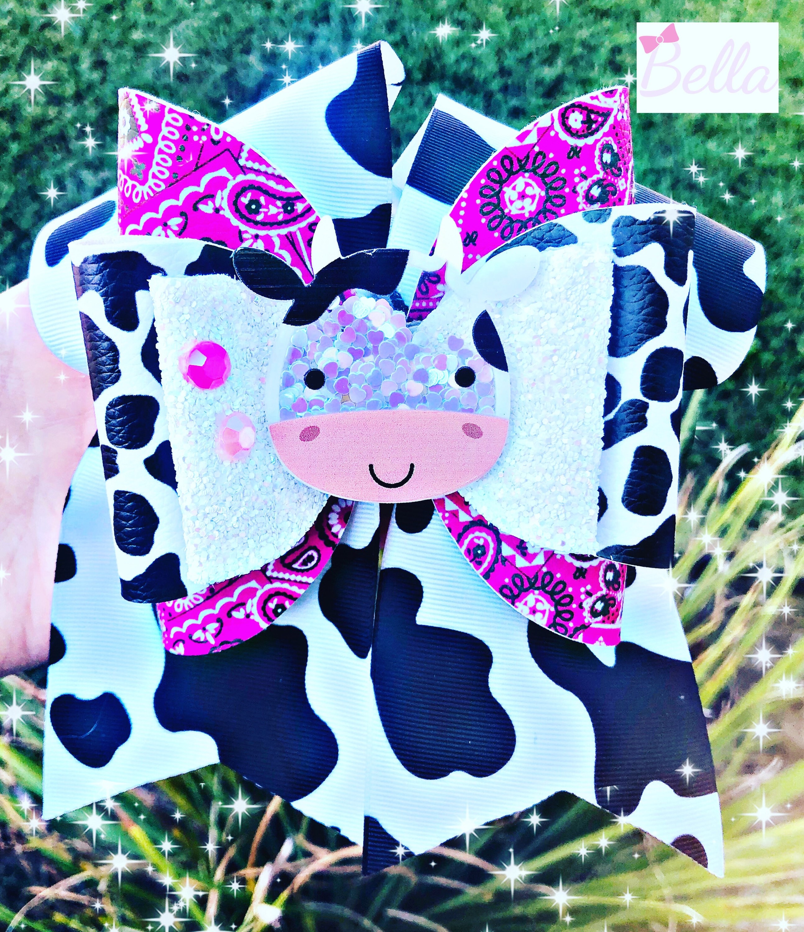 Cow Print Bow Cow Bow Western Bow Western Hair Bow Cow - Etsy