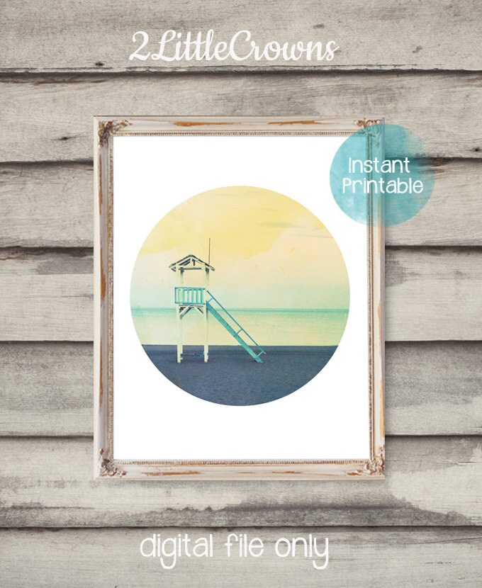 Modern Art Circle Photography Printable Beach Lifeguard Tower ...