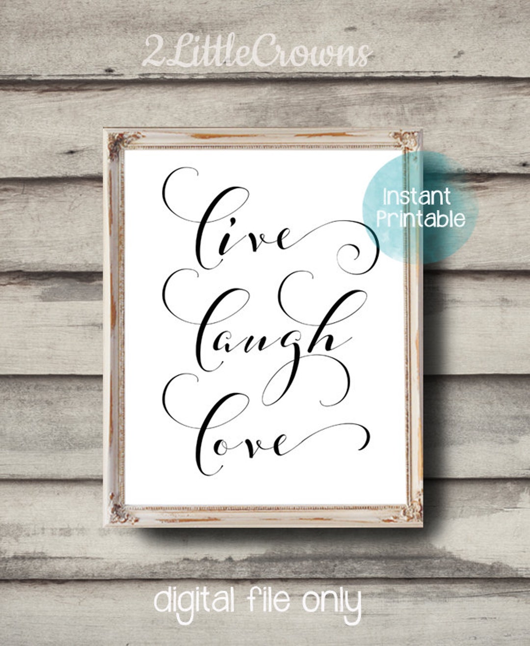 Live Laugh Love Printable, Black & White Quote Print, Instant Download ...