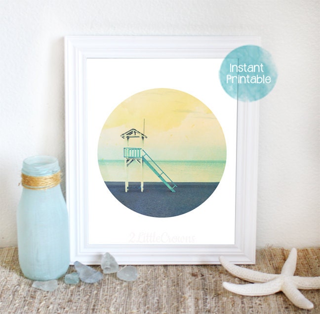 Modern Art Circle Photography Printable Beach Lifeguard Tower ...