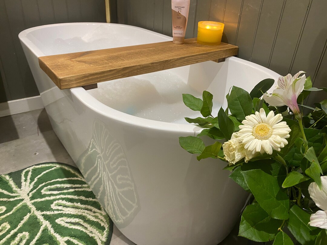FORÊT Rustic Solid Wood Chunky Scaffold Simple Bath Shelf Caddy Rack ...