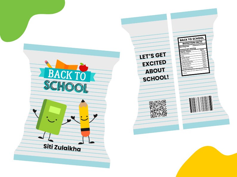 6 Editable Back to School Chip Bag Template Bundle, First Day of School ...