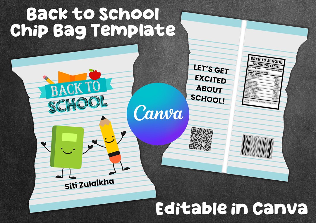 6 Editable Back to School Chip Bag Template Bundle, First Day of School ...