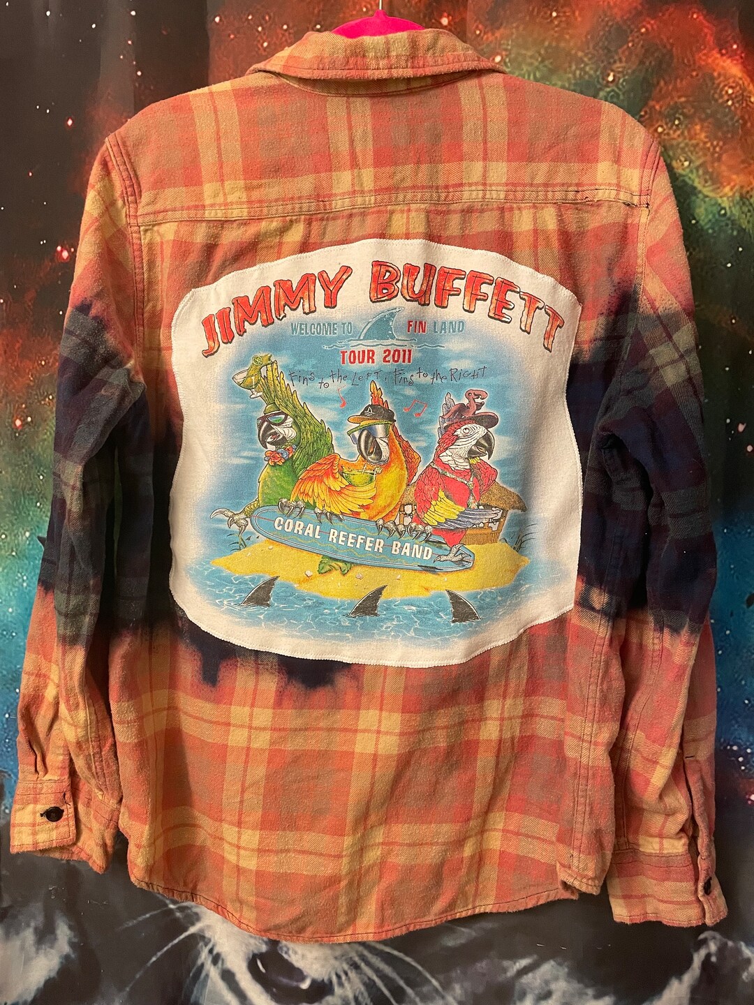Upcycled and Refashioned Size LARGE Flannel With Jimmy Buffet T-shirt ...