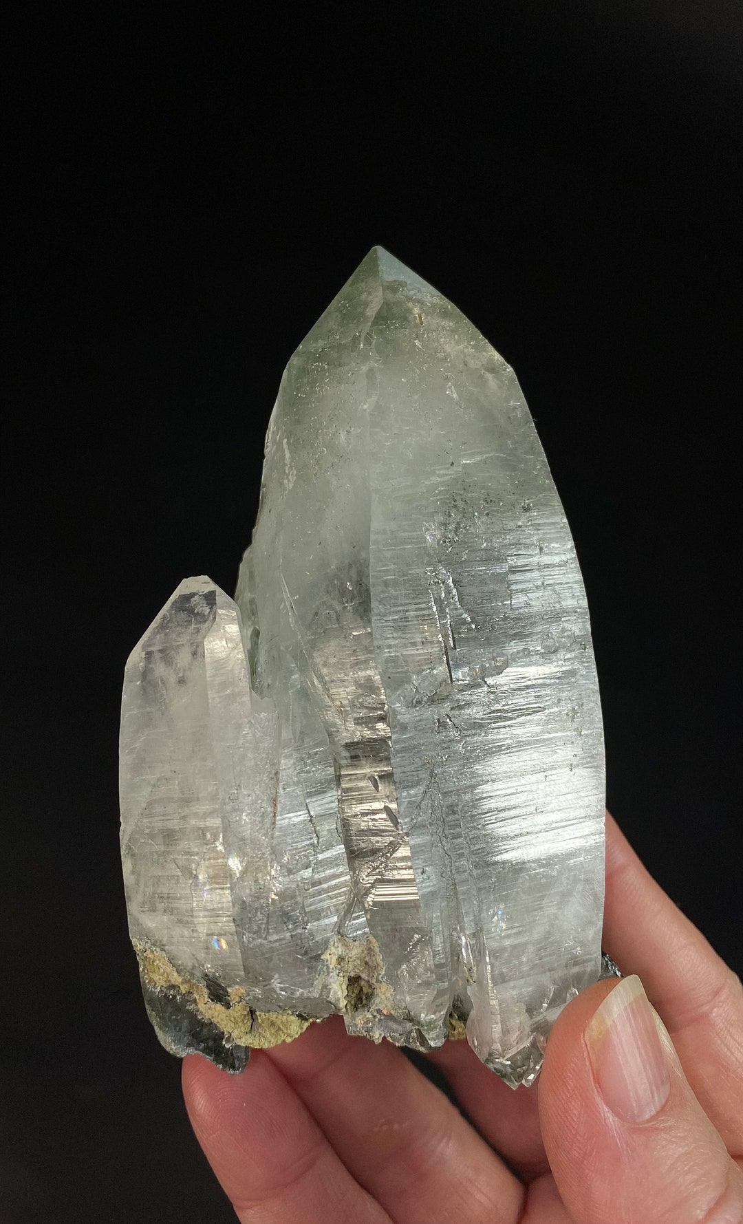 Chlorite Included Trigonal Habit Himalayan Quartz Crystal With Epidote ...