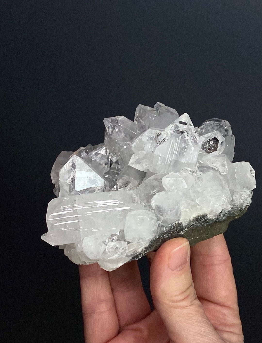 Clear Apophyllite Crystal Cluster on Basalt Matrix - Etsy