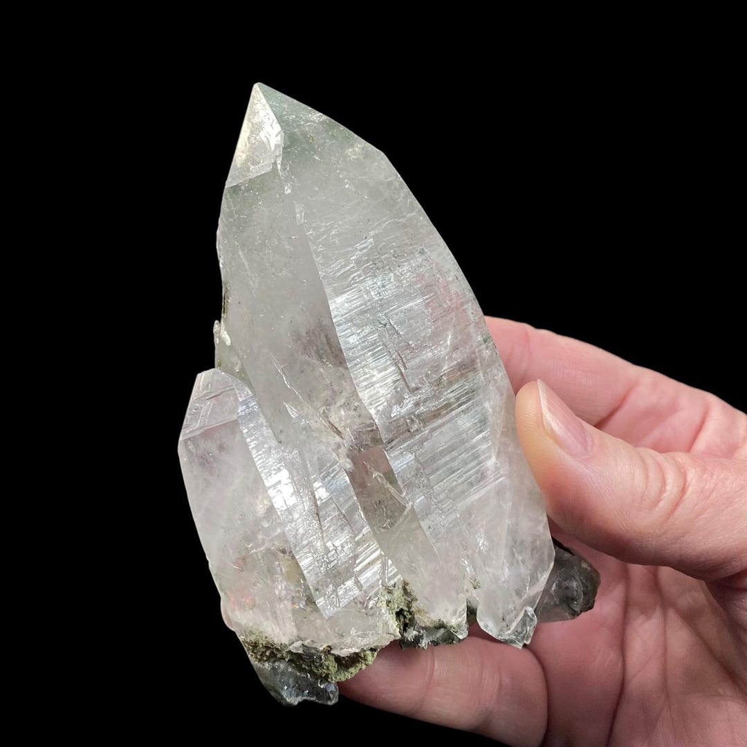 Chlorite Included Trigonal Habit Himalayan Quartz Crystal With Epidote ...