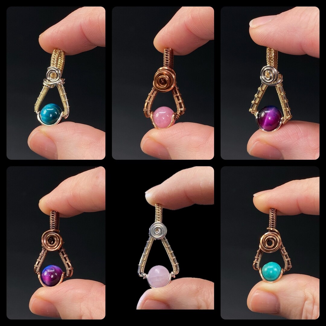 Custom Triangular Wire Wrapped Fidget Bead Pendant, Choose Your Own ...