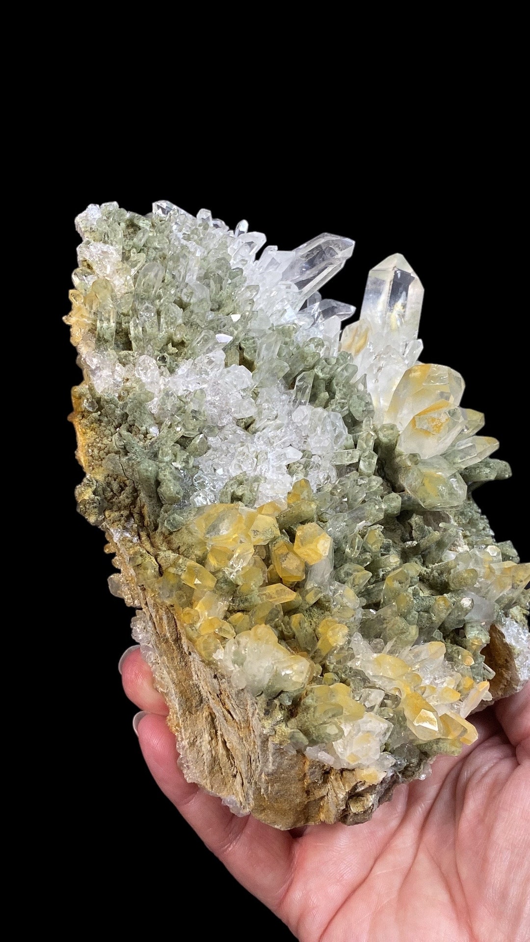 Chlorite Included Quartz Crystal Cluster With Iron Oxide Surface - Etsy