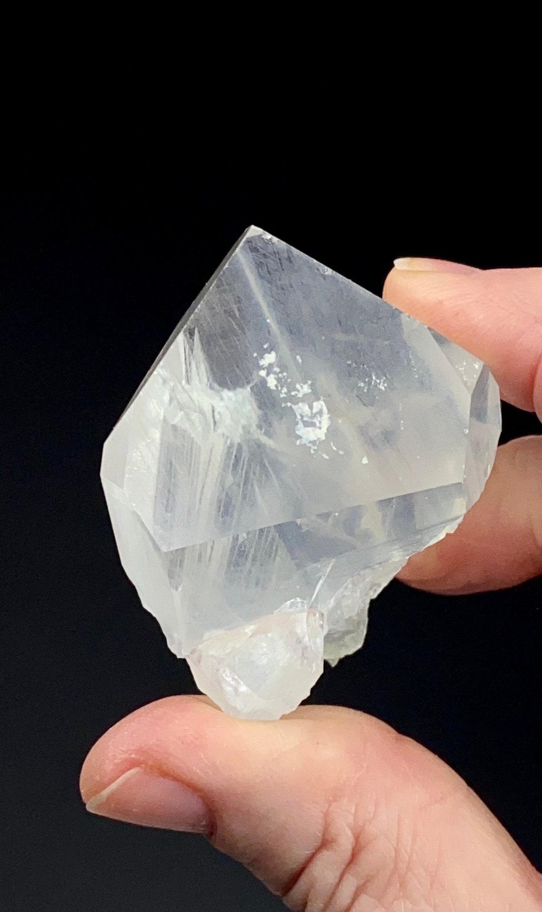 Channeler Quartz Crystal With Byssolite Inclusions & Minor Green ...