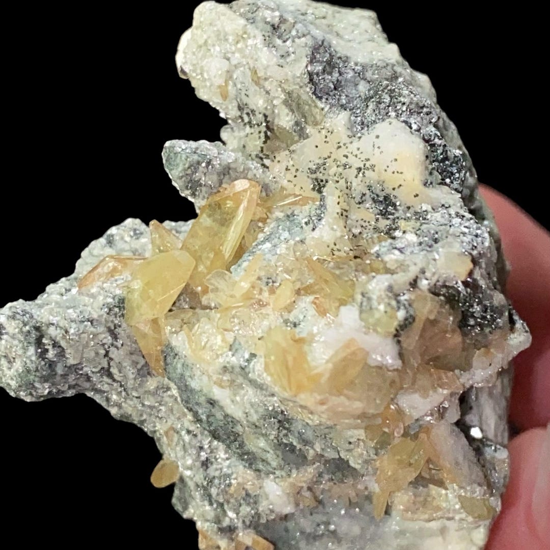 Yellow Colored Titanite Crystals, Albite and Colusite on Matrix - Etsy