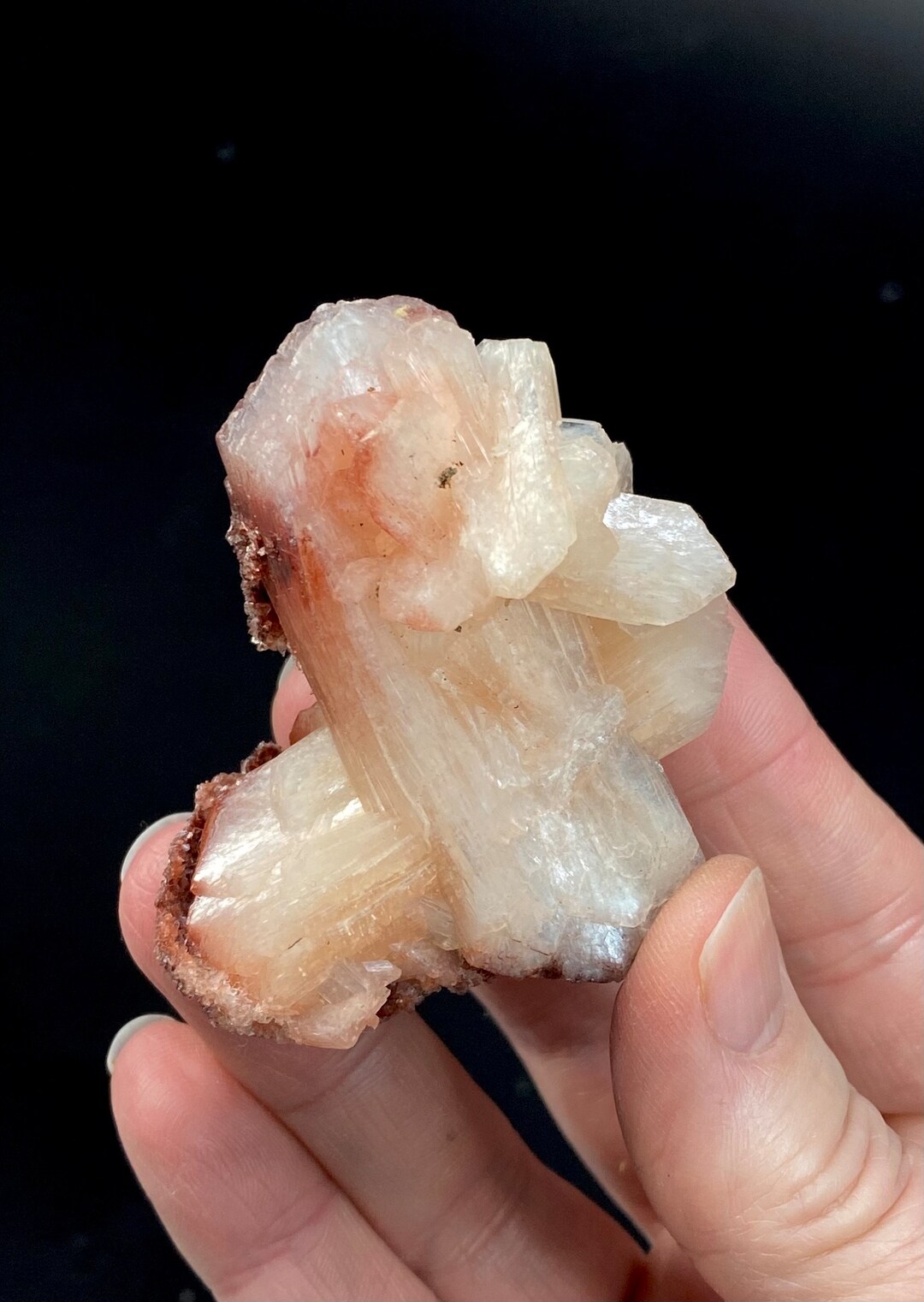 Peach and Red Stilbite Cluster With Hematite, Maharashtra, India - Etsy