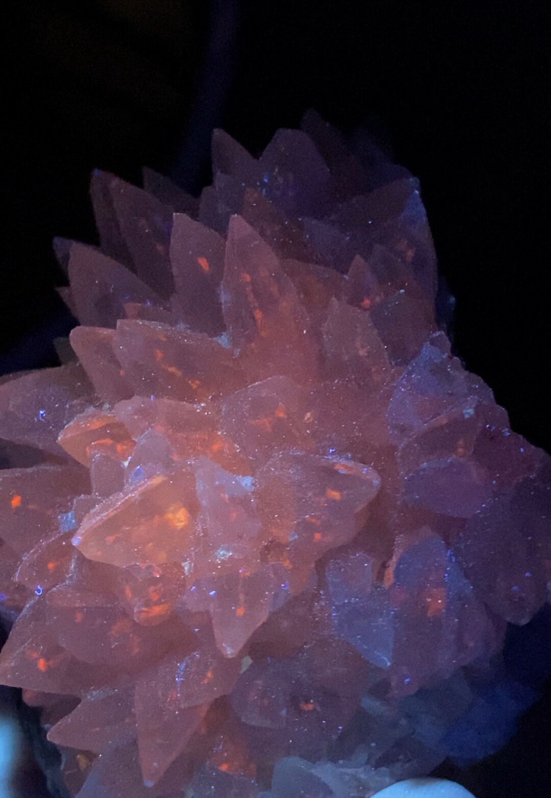 Scalenohedral Dog Tooth Calcite Cluster With Orange Fluorescent ...