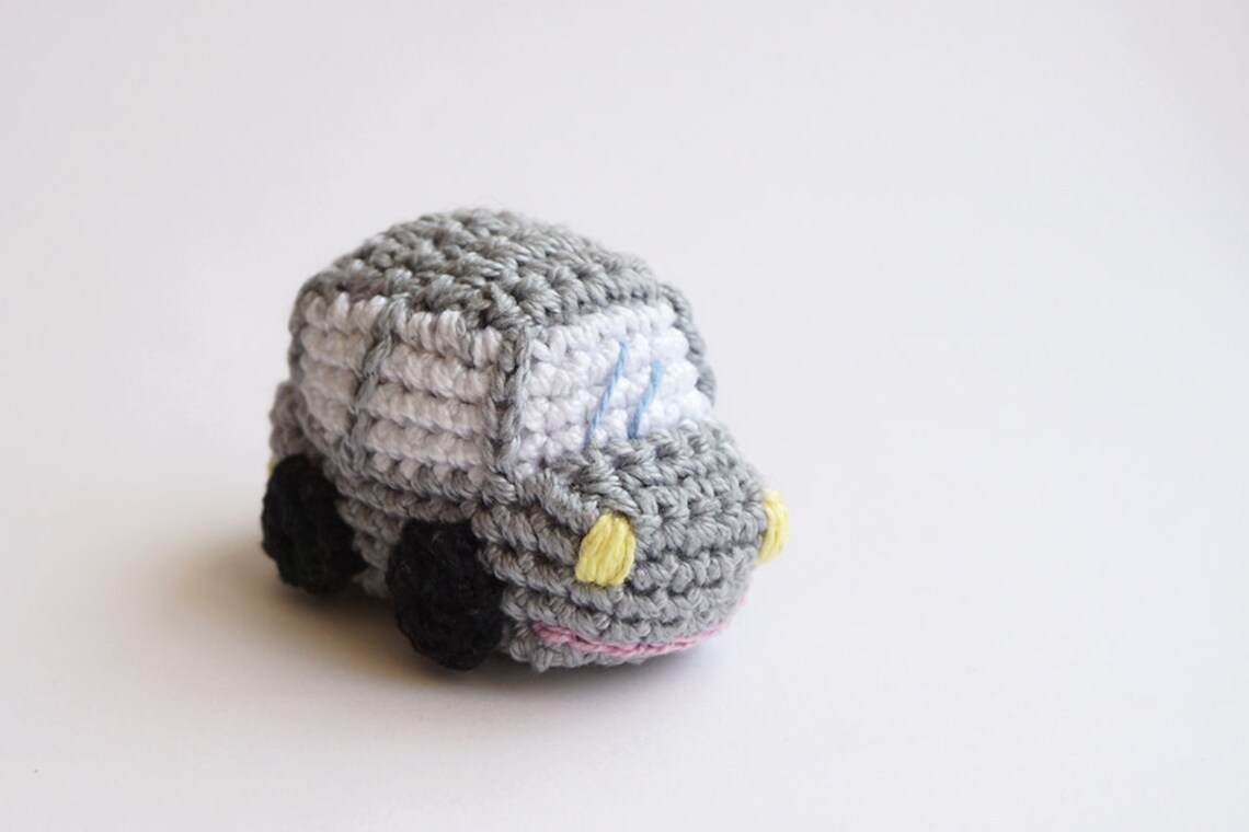 Gray Car Crochet Amigurumi Keychain Medium Grey Color - Etsy