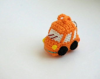 Pink car crochet amigurumi keychain soft light pink color | Etsy