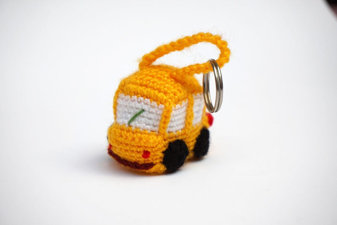 Yellow Car Crochet Amigurumi Keychain - Etsy