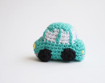 Pink car crochet amigurumi keychain soft light pink color | Etsy