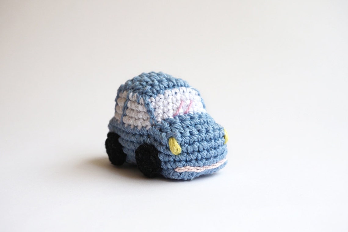 Blue Car - Crochet Amigurumi Keychain - Soft Blue Color - Etsy