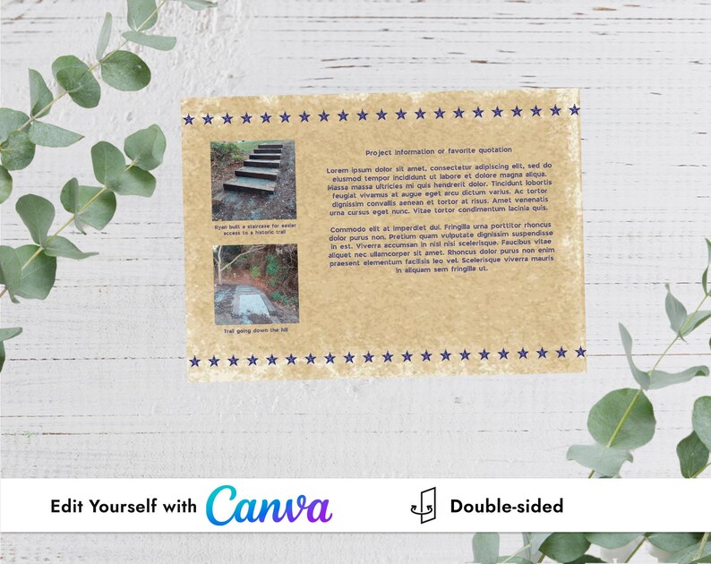 Parchment Eagle Photo Canva Template Announcement Invitation - Etsy