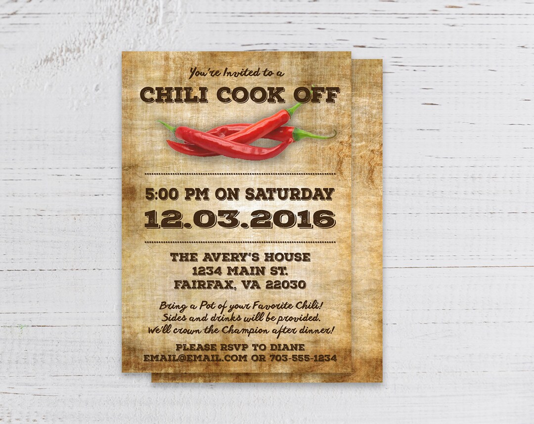 Rustic Chili Cookoff Invitation - Etsy