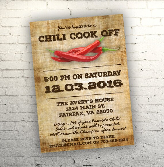 Rustic Chili Cookoff Invitation | Etsy