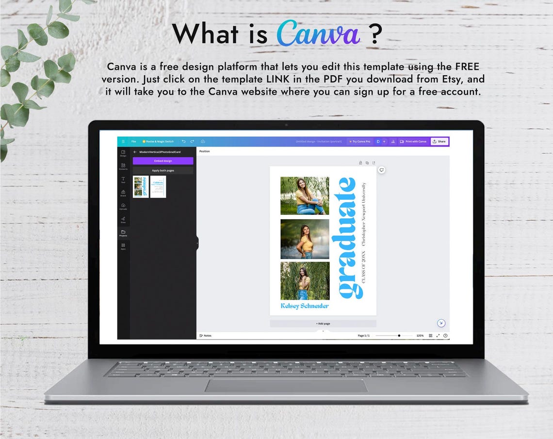 Parchment Eagle Photo Canva Template Announcement Invitation - Etsy