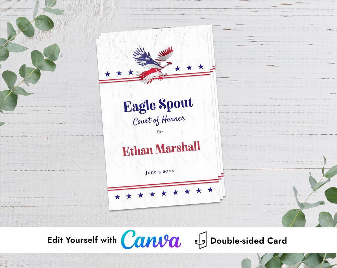 Flag Eagle Event Program Canva Template - Etsy