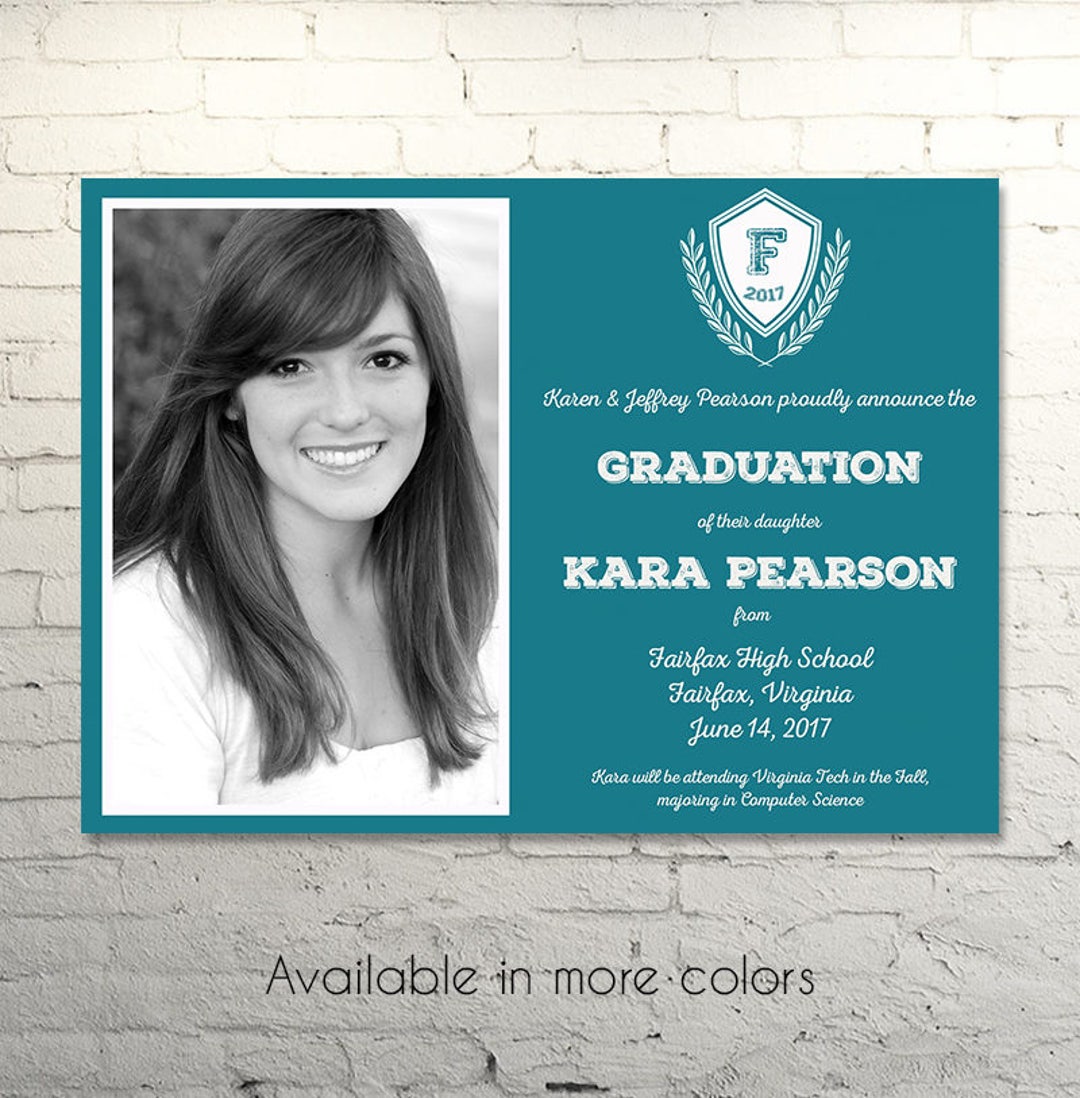 Traditional Classic Photo Graduation Announcement Digital Printable ...