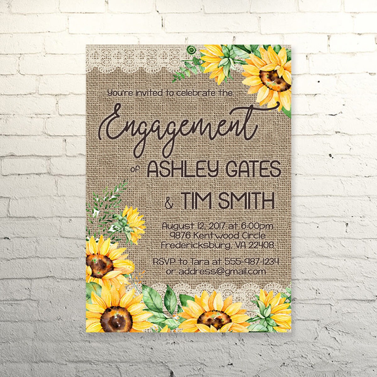 Burlap and Sunflowers Invitation - Etsy