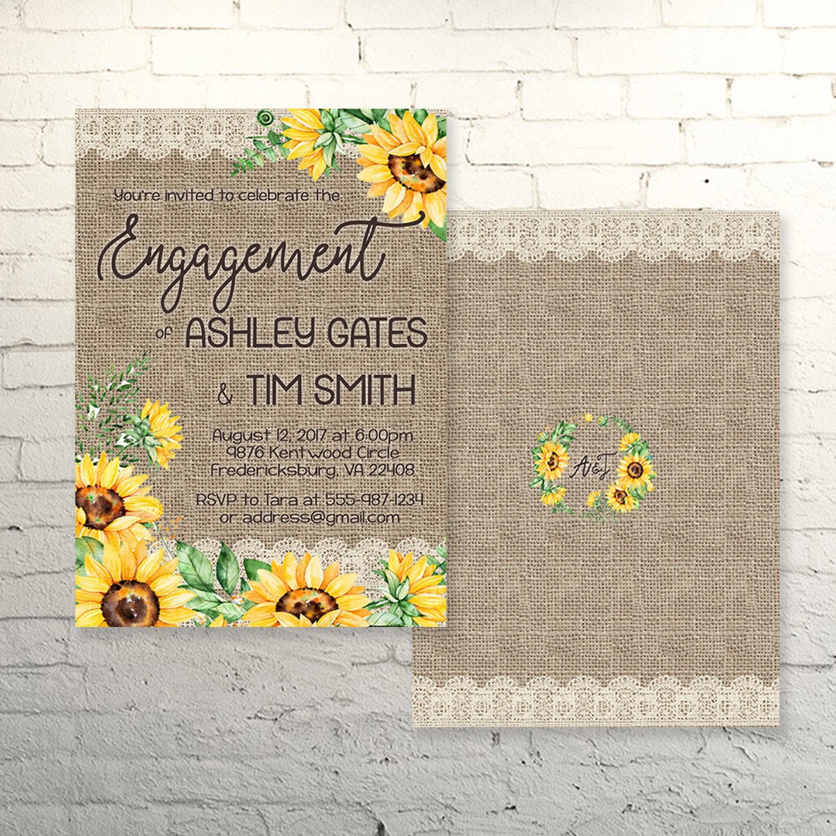 Burlap and Sunflowers Invitation - Etsy