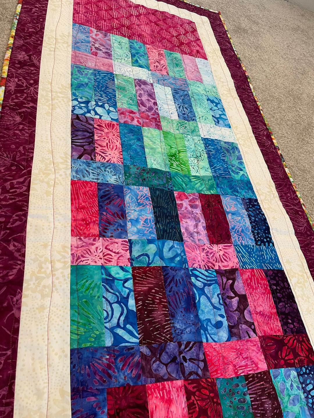 Om Yoga Rainbow Quilt, Wellness Gift, Yoga Quilt, Chakra Colors, Yogis ...