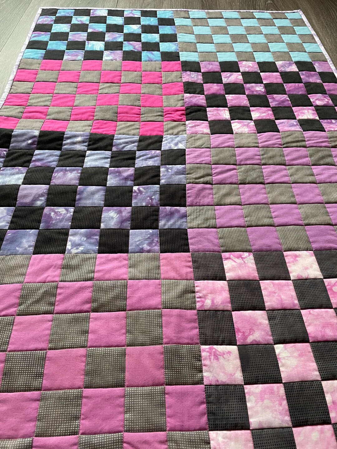 Handmade Checkered Quilt, Modern Bright Colors, Modern Mini Quilt ...