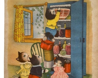 1950s Vintage Willy Schermele Purry and Furry Nursery Wall Art Baby ...