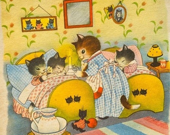 1950s Vintage Willy Schermele Purry and Furry Nursery Wall Art Baby ...