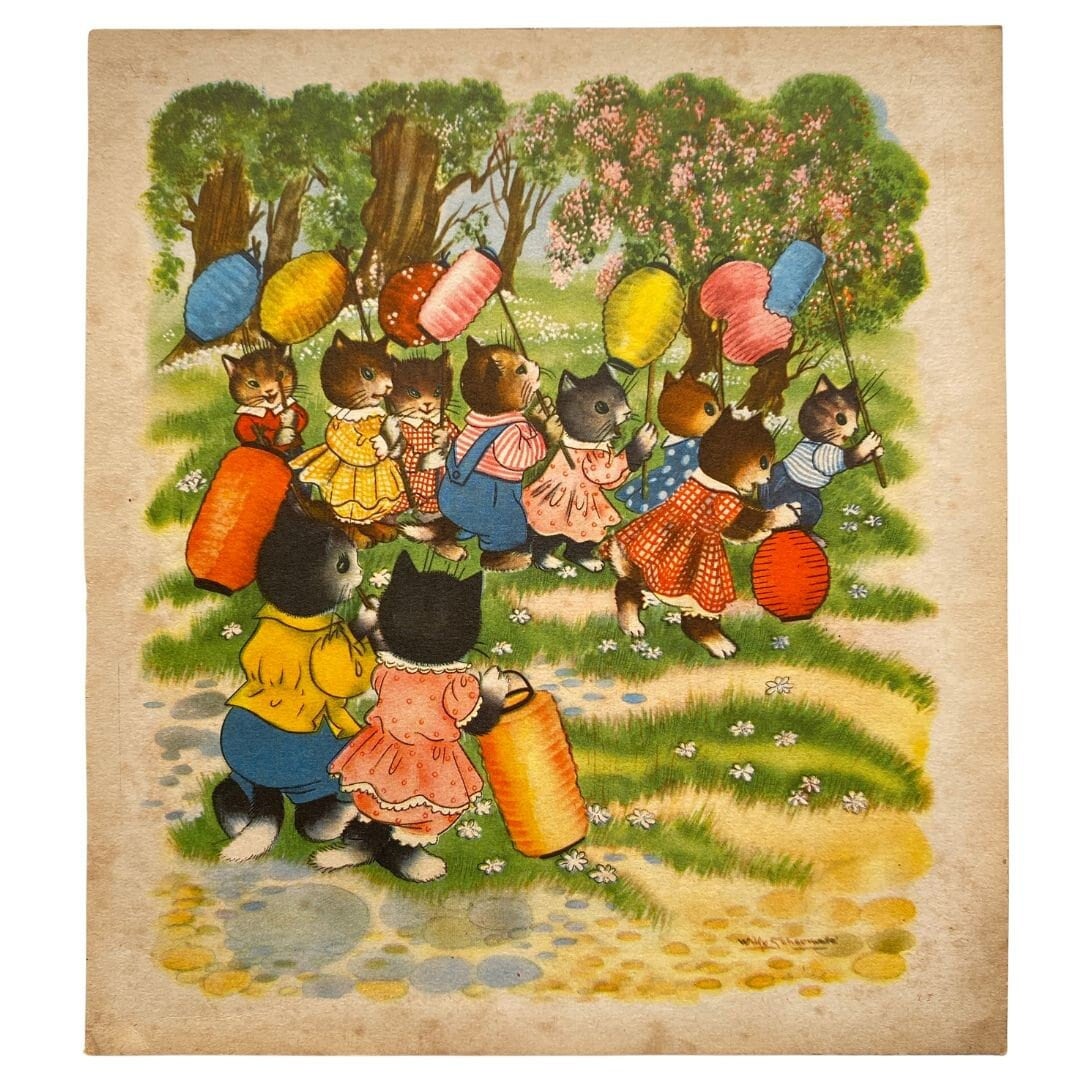 1950s Vintage Willy Schermele Purry and Furry Nursery Wall Art - Baby ...