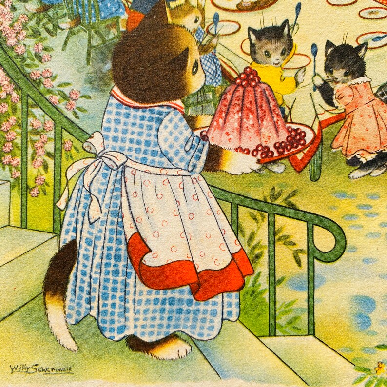 1950s Vintage Willy Schermele Print: Purry and Furry Nursery Wall Art ...