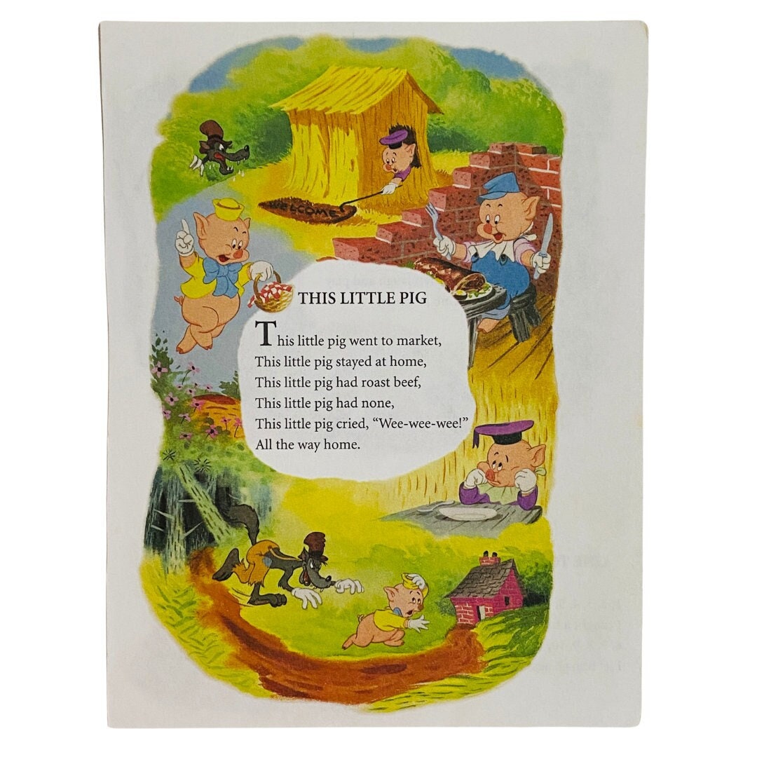 Vintage Nursery Wall Art Walt Disney Mickey Mouse Golden Book Original ...