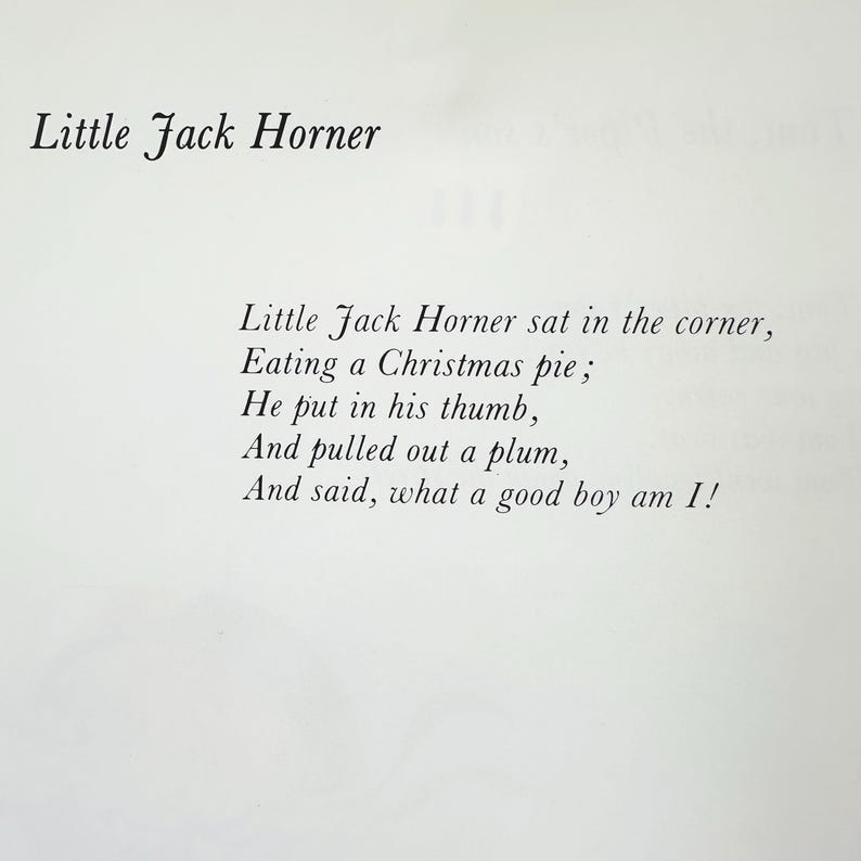 Vintage Nursery Rhyme Illustration | Little Jack Horner | Anne Grahame ...